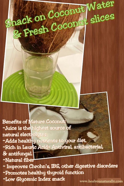Fresh Coconut Slices And Coconut Water Super Snack | HealYOUnaturally